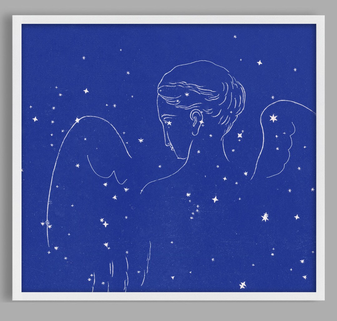 Blue Angel, Nursery Art, Angel Art, Celestial Map, Zodiac Art, Angel ...