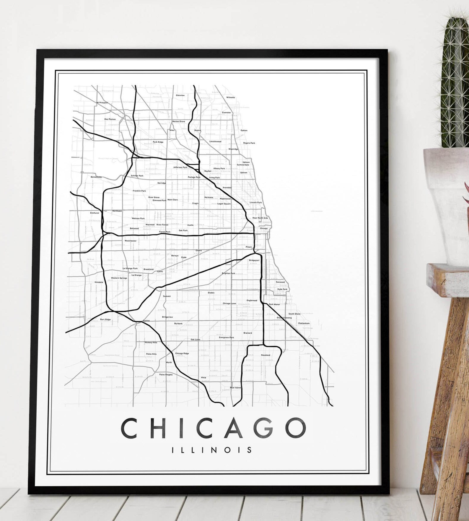 Chicago Neighborhood Poster Chicago Map Print Chicago Map | Etsy