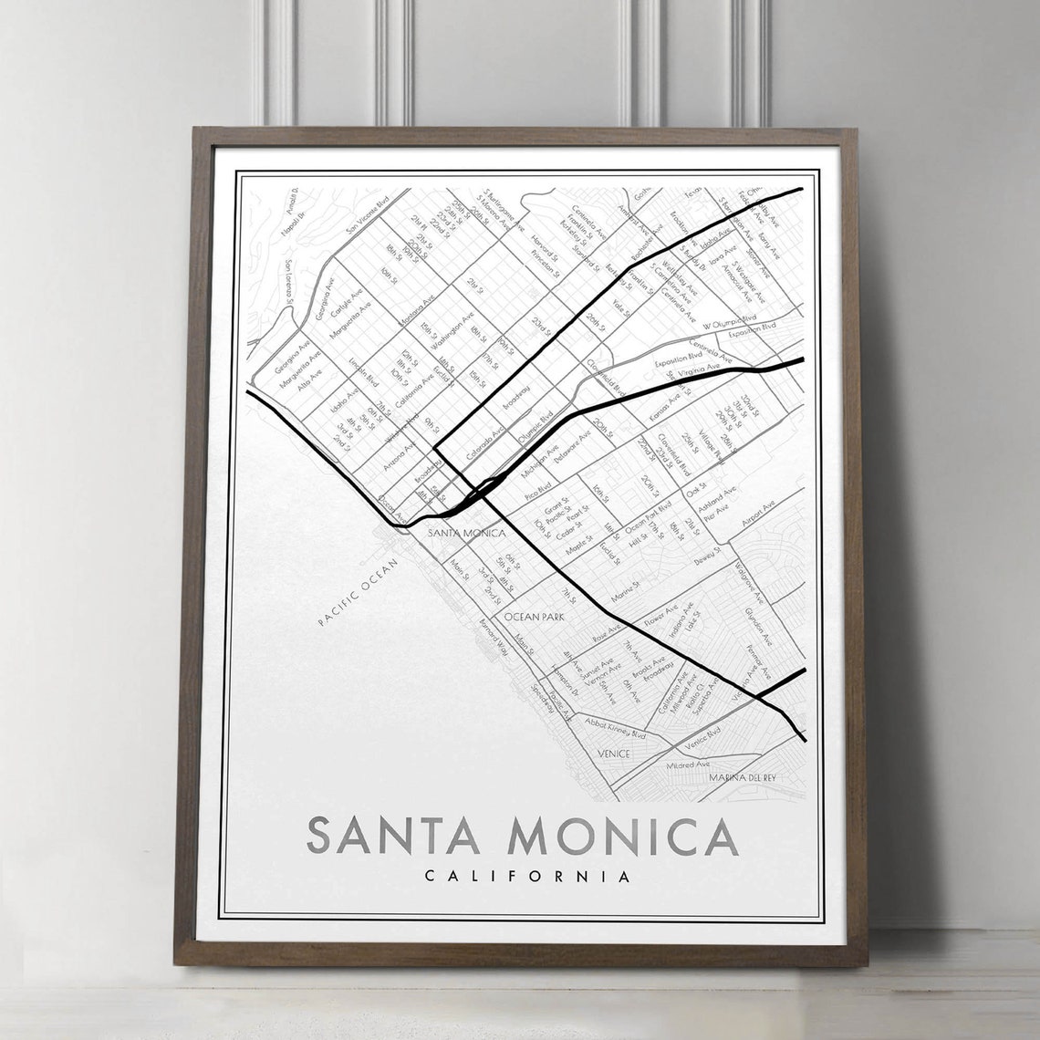 Santa Monica Map Print California Map Los Angeles Map | Etsy