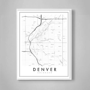 Denver Map Print, Denver Colorado Map Poster, City Map Print, Map of ...