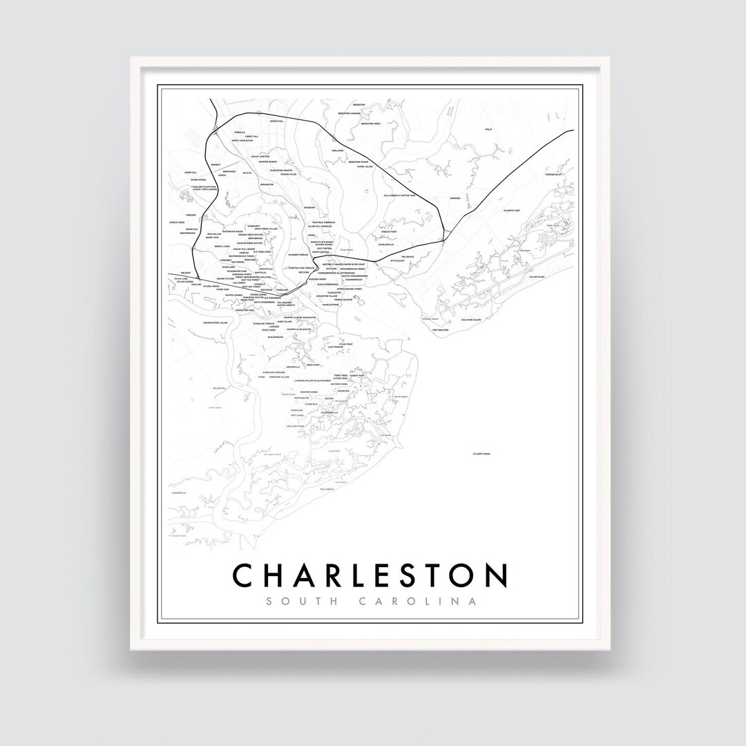 Charleston Map Print, Charleston Map Poster, City Map Print, Charleston ...