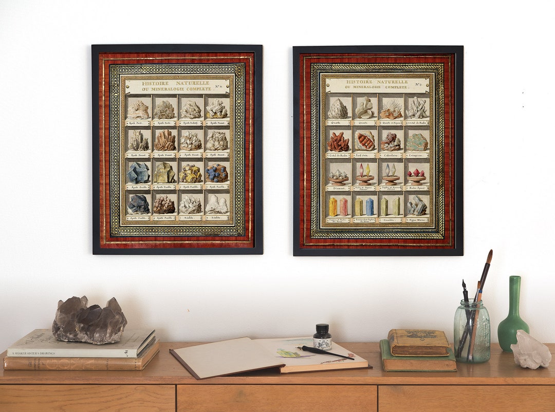 Crystal Wall Art Set, Gem and Crystal Art, Mineral Poster, Crystal ...