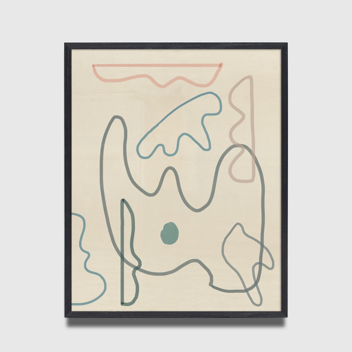Minimal Abstract Line Drawing, Pastel Colorful Modern Abstract Wall Art ...