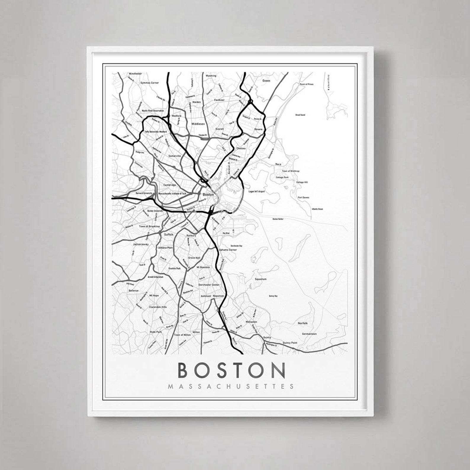 Boston Map Print Boston Map Poster City Map Print Boston | Etsy