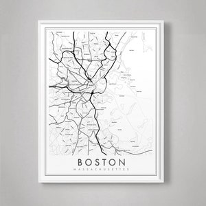 Boston Map Print, Boston Map Poster, City Map Print, Boston Map Art ...
