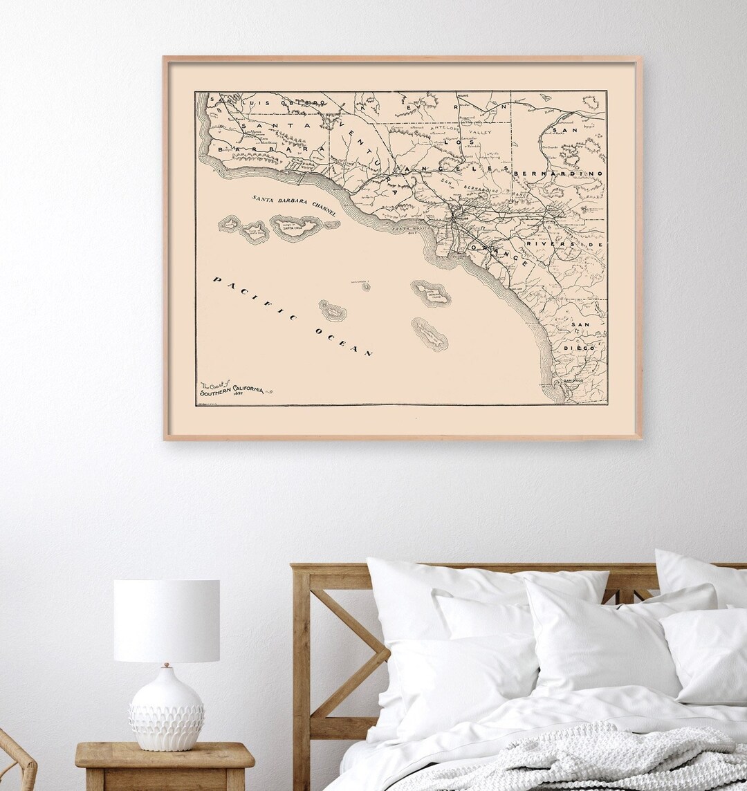 Southern California Map Print Map of Socal Print Los Angeles Santa ...