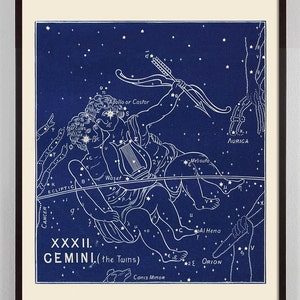 Gemini Zodiac Art Constellation, Gemini Gifts, Birthday or Baby Shower ...