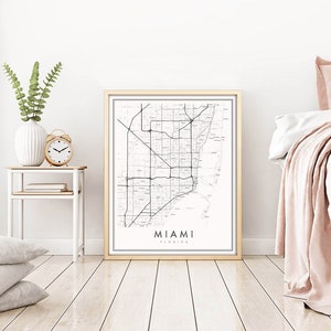 Miami Map Print Miami Map Poster City Map Print Miami Map | Etsy