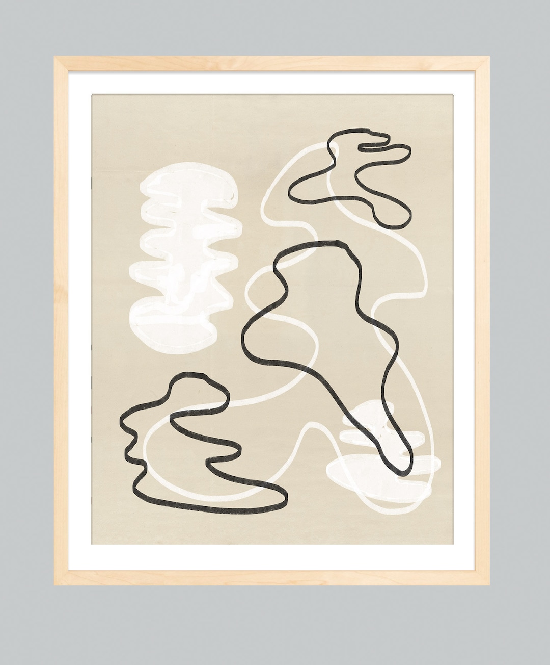 Minimal Abstract Line Drawing, Black and White Modern Abstract Wall Art ...