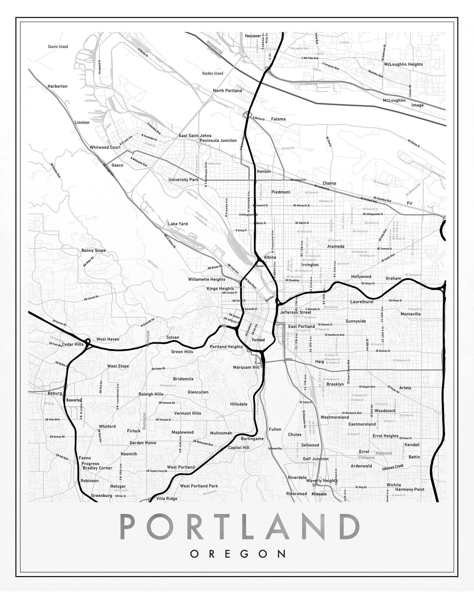 Portland Map Print Portland Map Poster City Map Print | Etsy