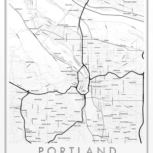 Portland Map Print Portland Map Poster City Map Print - Etsy