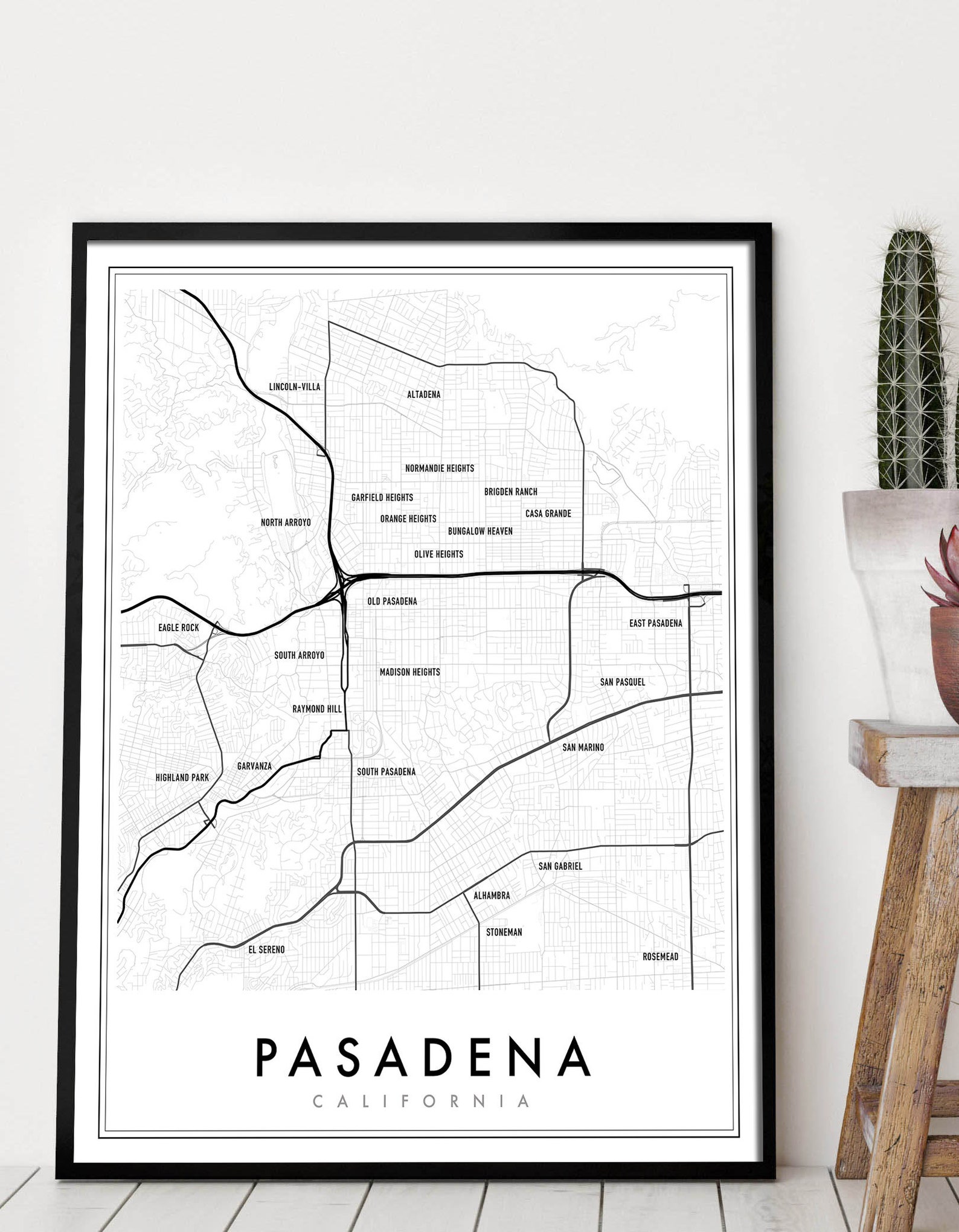 Pasadena Map Print, Pasadena Map Poster, City Map Print, Pasadena Map ...
