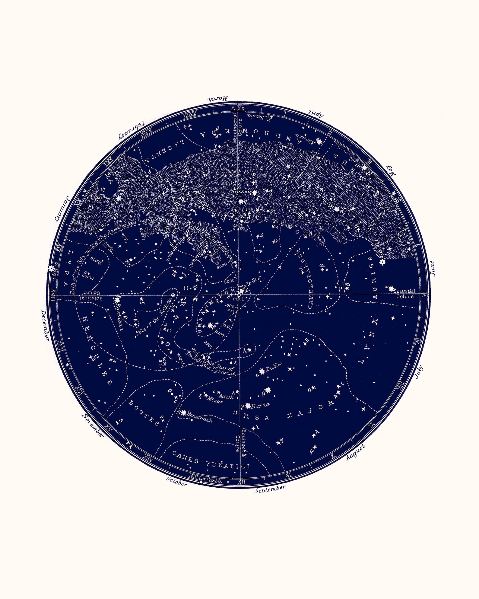 Northern Constellation Map Circular Map Star Map Round | Etsy