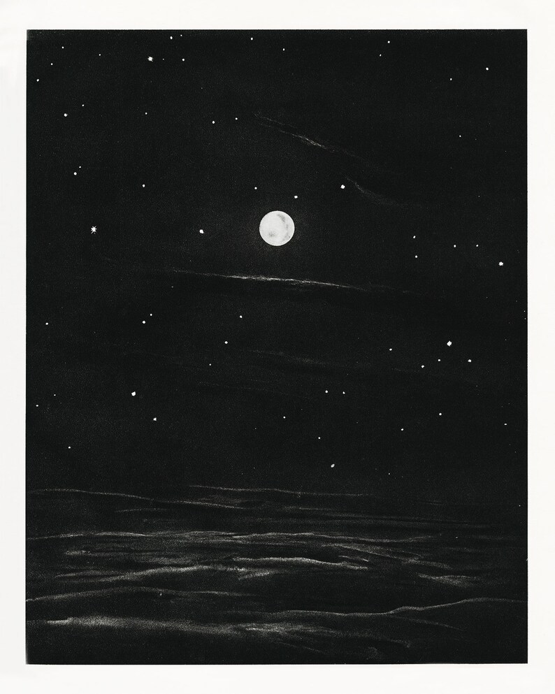 Moonscape Moon Print View of Earth Moon Art Surface of the | Etsy