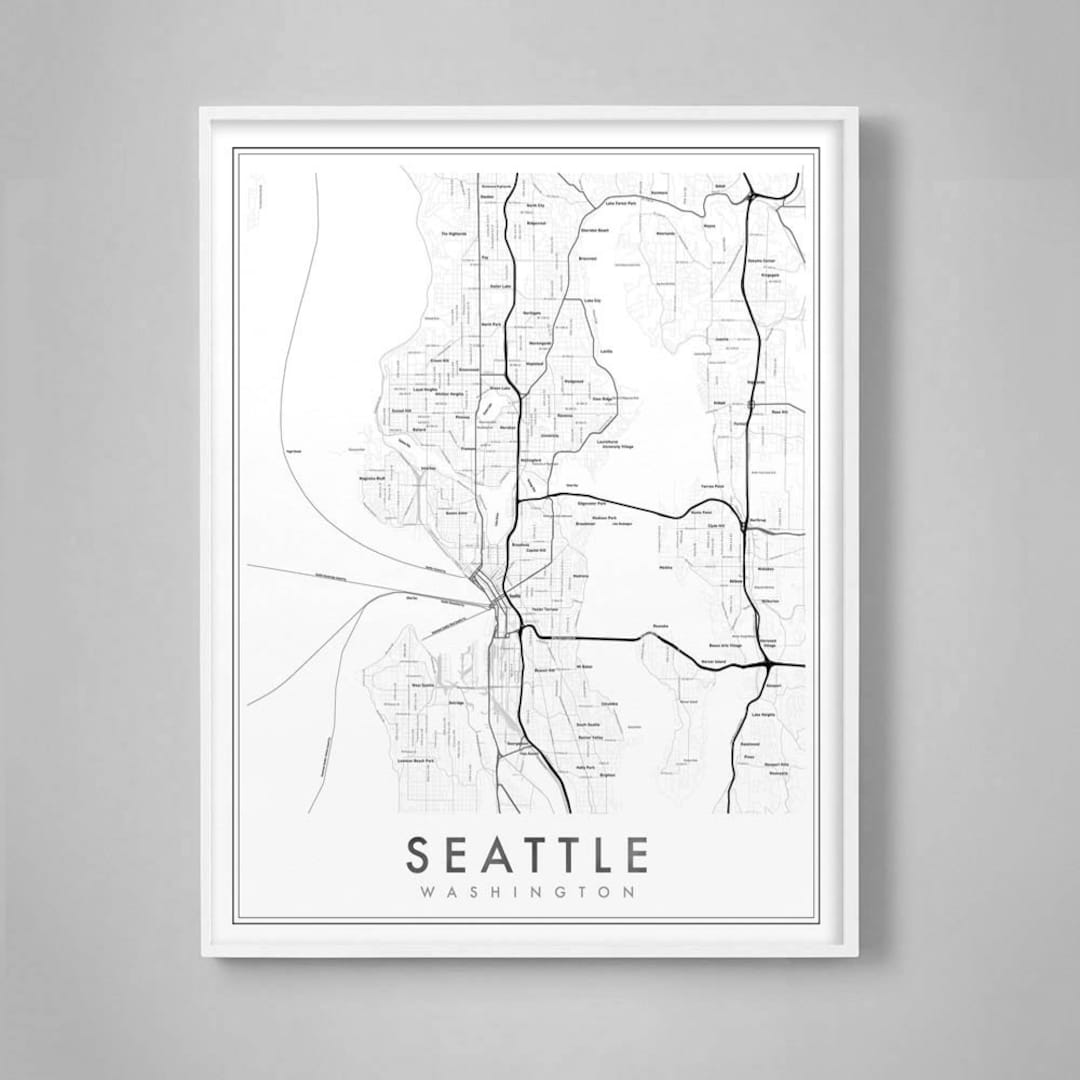 Seattle Map Print, Seattle Map Poster, City Map Print, Seattle Map Art ...