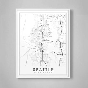 Seattle Map Print, Seattle Map Poster, City Map Print, Seattle Map Art ...