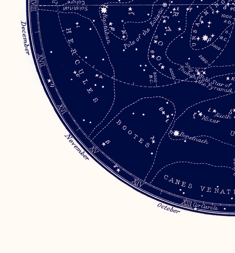 Northern Constellation Map, Circular Map, Star Map, Round Constellation ...