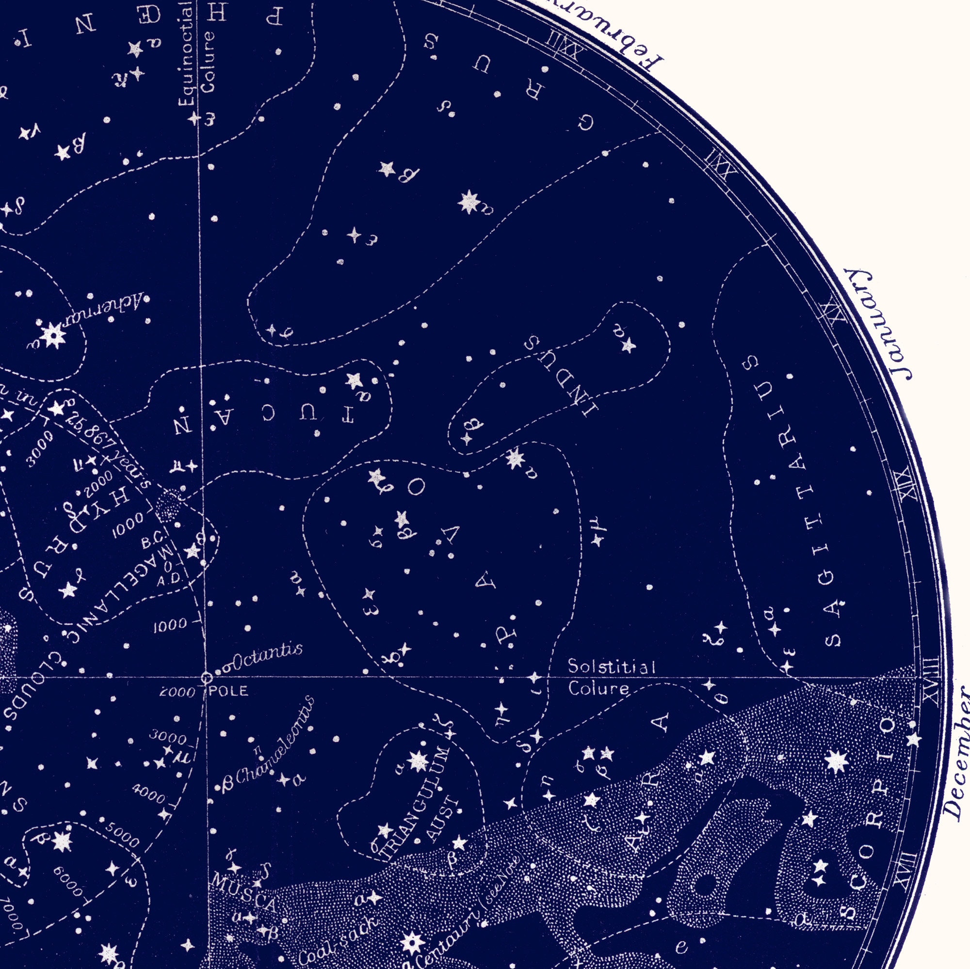 Southern Constellation Map Circular Map Star Map Round | Etsy