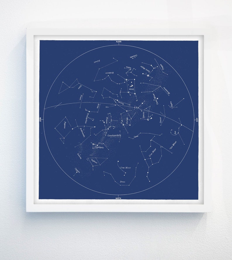 Square Star Chart Astronomy Map With Celestial Constellations Boho ...