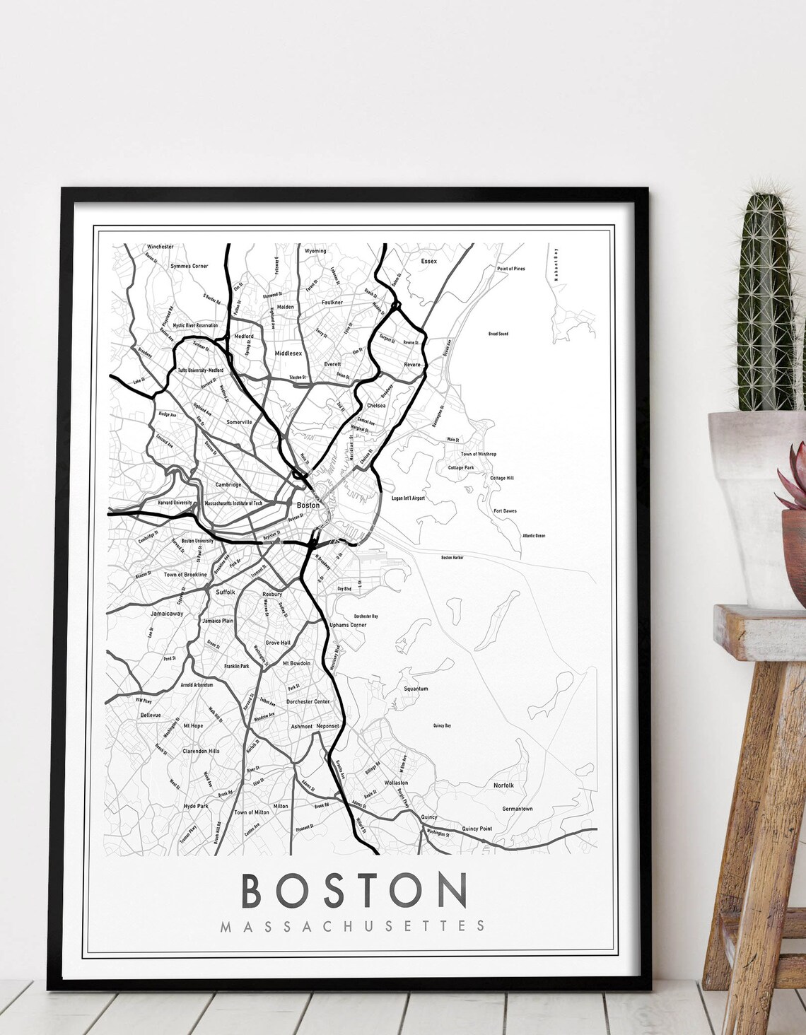 Boston Map Print Boston Map Poster City Map Print Boston | Etsy