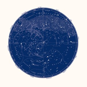 Northern Constellation Map, Circular Map, Star Map, Round Constellation ...