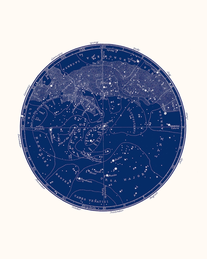 Northern Constellation Map Circular Map Star Map Round - Etsy