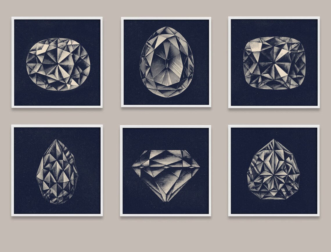 Jewel Wall Art, Gem Art, Diamond Art Print, Gem Art, Diamond Wall Art ...