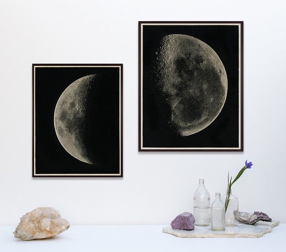 Moon Print Set Moon Phases Moon Poster Moon Art Celestial | Etsy