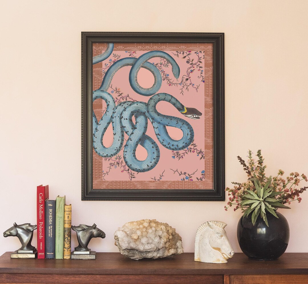 Maximalist Collage Print With Decorative Snake and Floral Art - Etsy