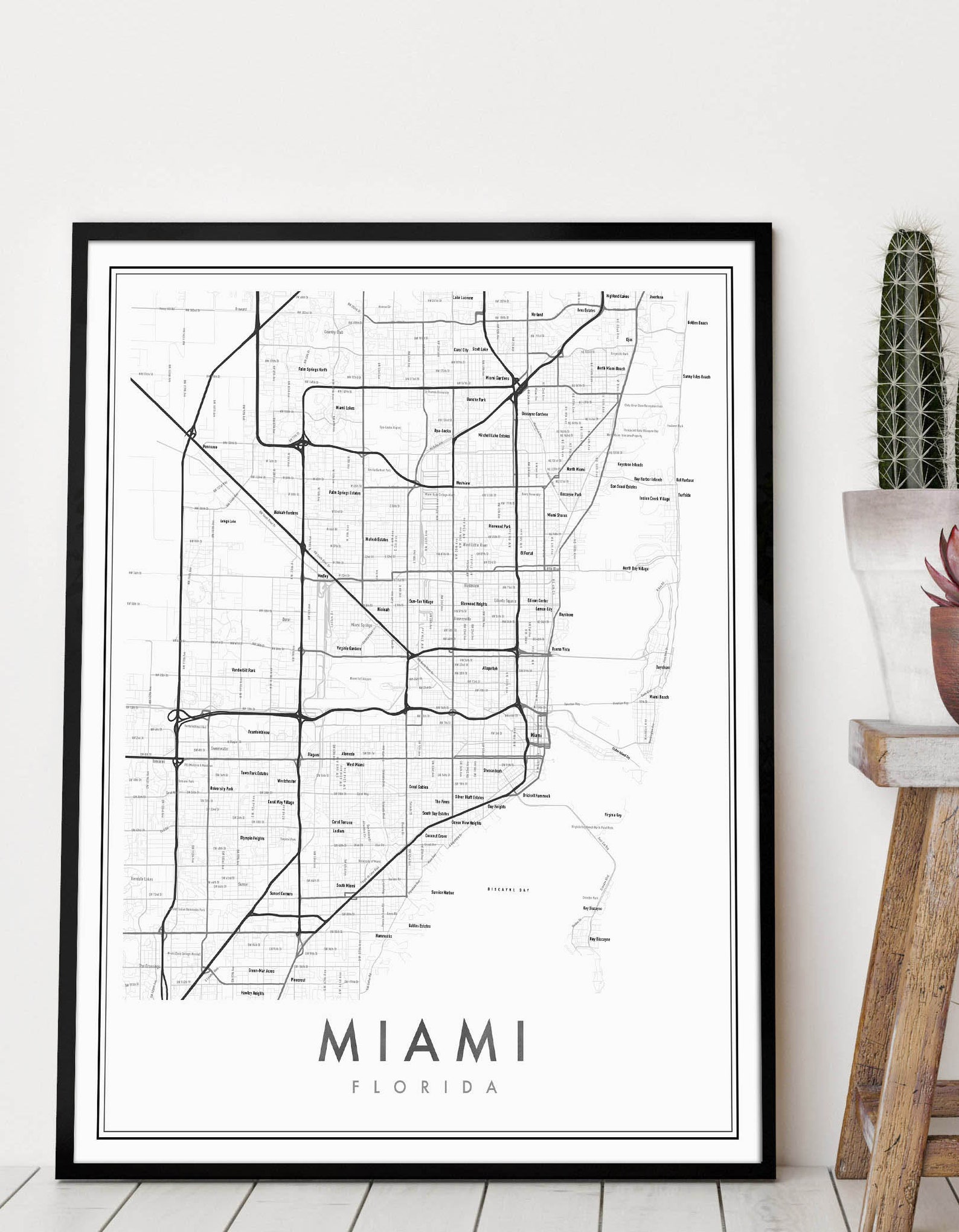 Miami Map Print Miami Map Poster City Map Print Miami Map - Etsy