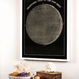 Moon Art, Antique View of the Moon, Astronomy Art Vintage Print ...