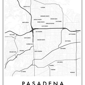 Pasadena Map Print, Pasadena Map Poster, City Map Print, Pasadena Map ...