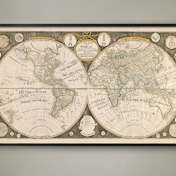 Horizontal World Map Poster - Etsy