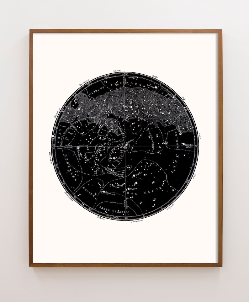 Northern Constellation Map Circular Map Star Map Round - Etsy