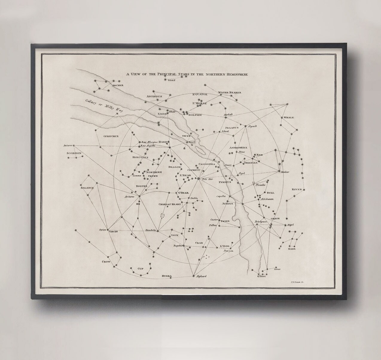 Minimalist Star Map Print, Blue Star Map, Constellations Chart Print ...