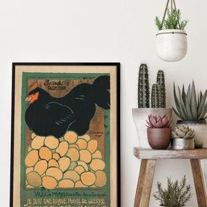 Vintage French Chicken Poster, Vintage Chicken Art, Vintage Rooster Art ...