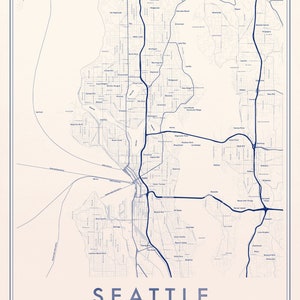 Seattle Map Print, Seattle Map Poster, City Map Print, Seattle Map Art ...