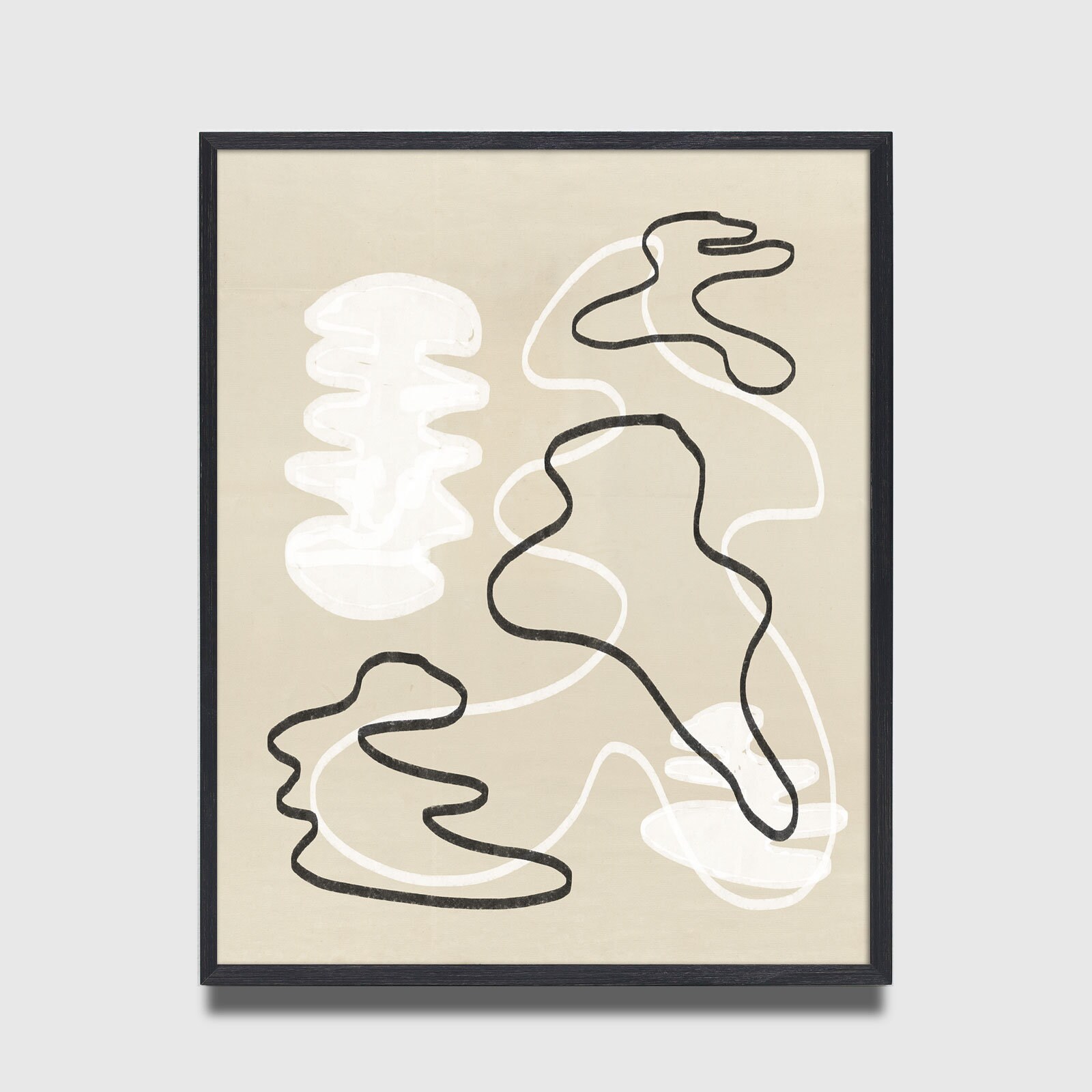 Minimal Abstract Line Drawing Black and White Modern Abstract | Etsy