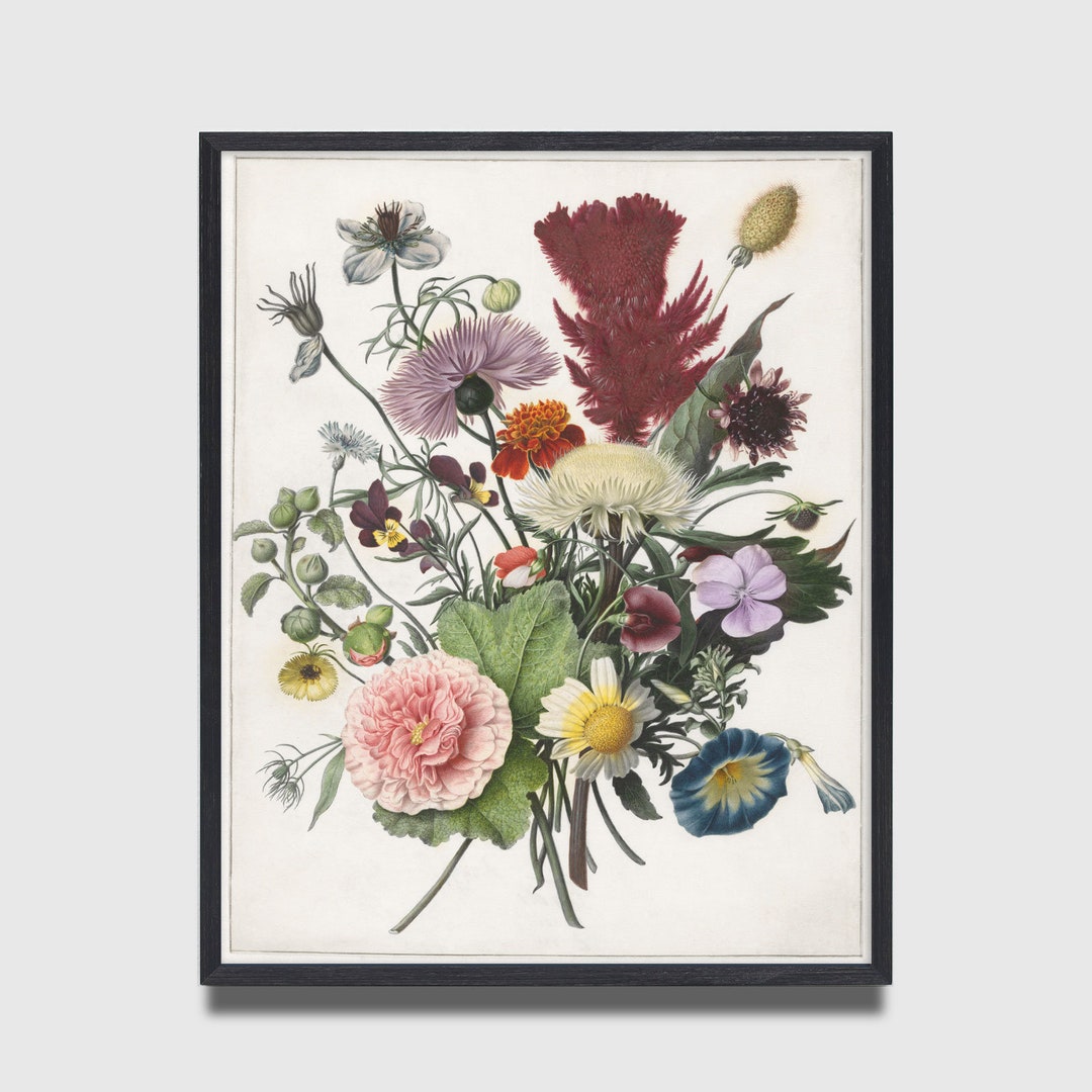 Victorian Floral Botanical, Modern Victorian Wall Art Colorful Flower ...