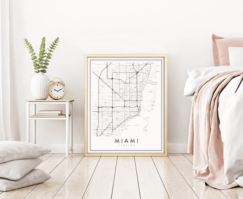 Miami Map Print, Miami Map Poster, City Map Print, Miami Map Art, Map ...