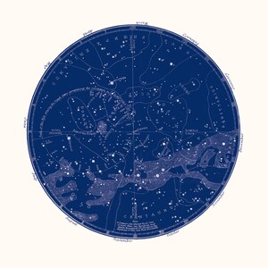 Southern Constellation Map, Circular Map, Star Map, Round Constellation ...