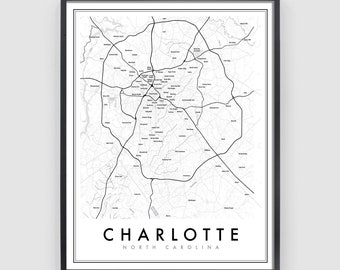 Poster Map of Charlotte - Etsy