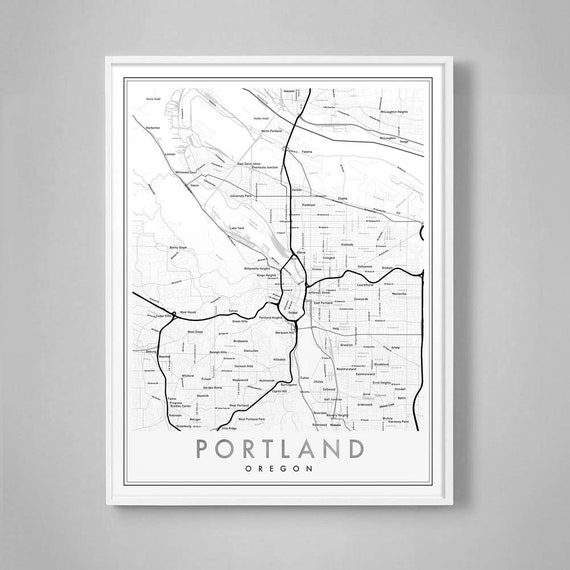 Portland Map Print Portland Map Poster City Map Print - Etsy