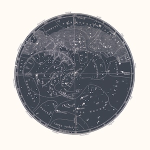 Northern Constellation Map, Circular Map, Star Map, Round Constellation ...