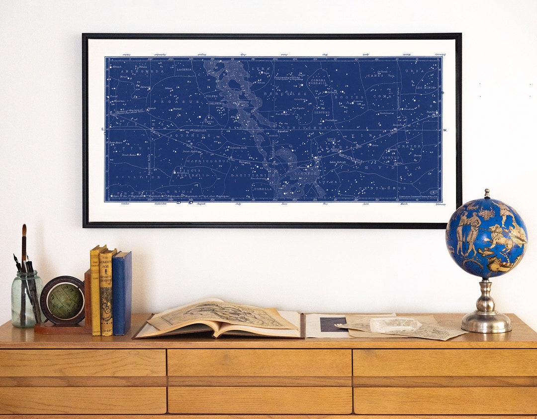 Canvas Constellation Print, Large Canvas Star Map, Sky Star Map Canvas ...