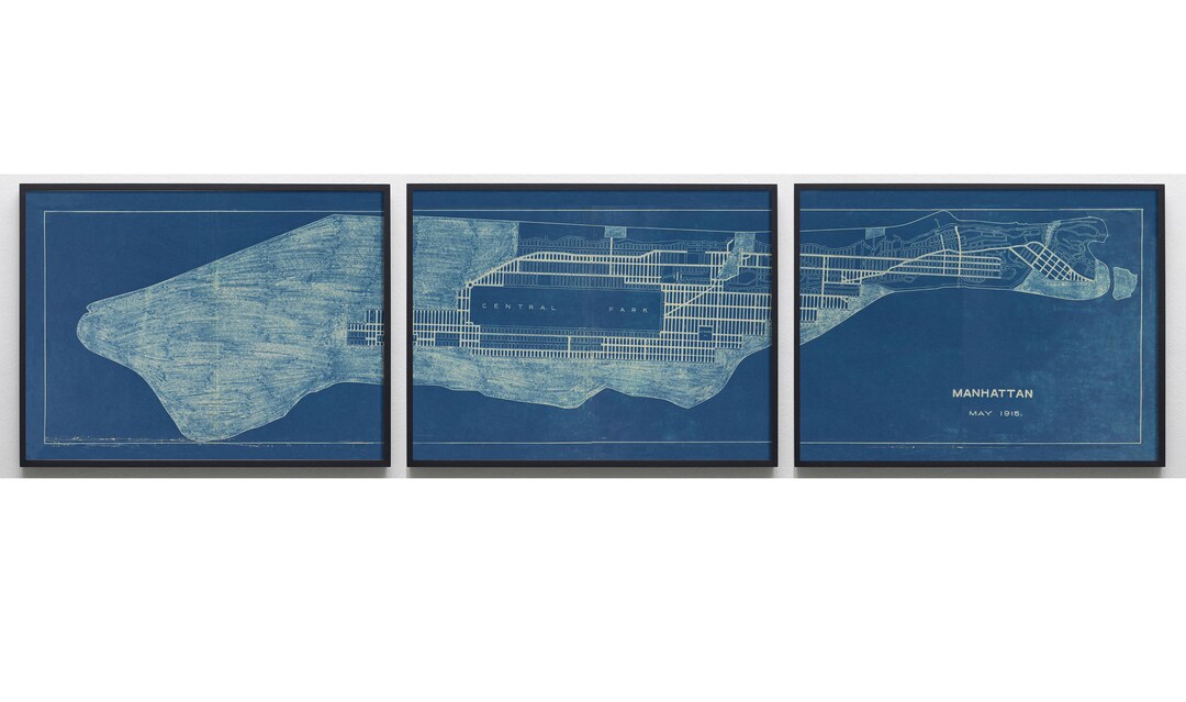 Large Vintage Map of Manhattan, Vintage Central Park Map Wall Art ...