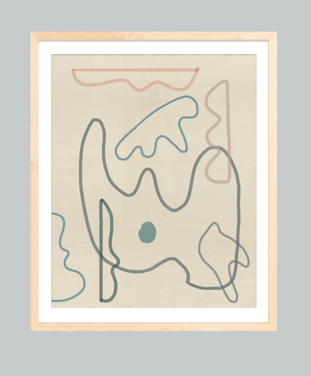 Minimal Abstract Line Drawing, Pastel Colorful Modern Abstract Wall Art ...