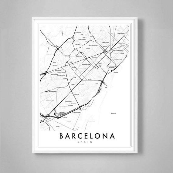 Barcelona Spain Map Print Barcelona Map Poster City Map - Etsy