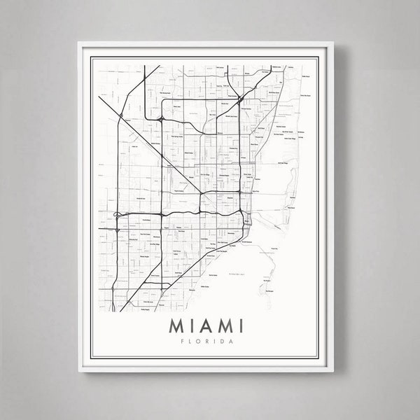 Miami Map Print - Etsy