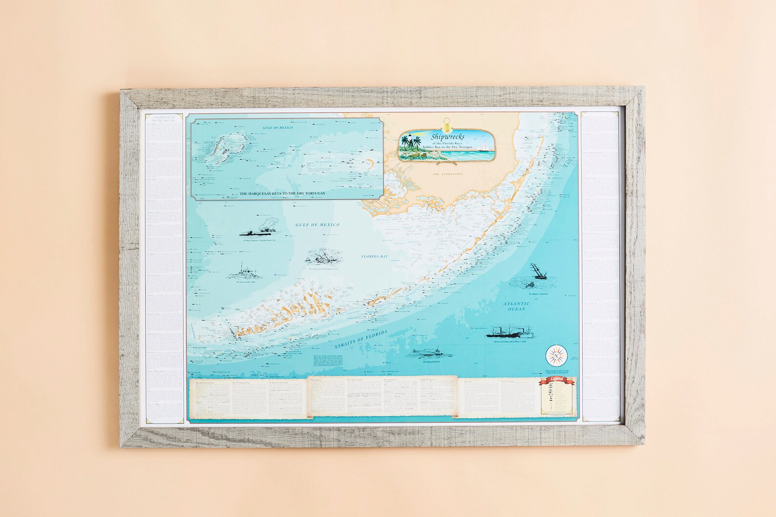 Florida Keys Shipwreck Map: Soldier Key to the Dry Tortugas - Etsy